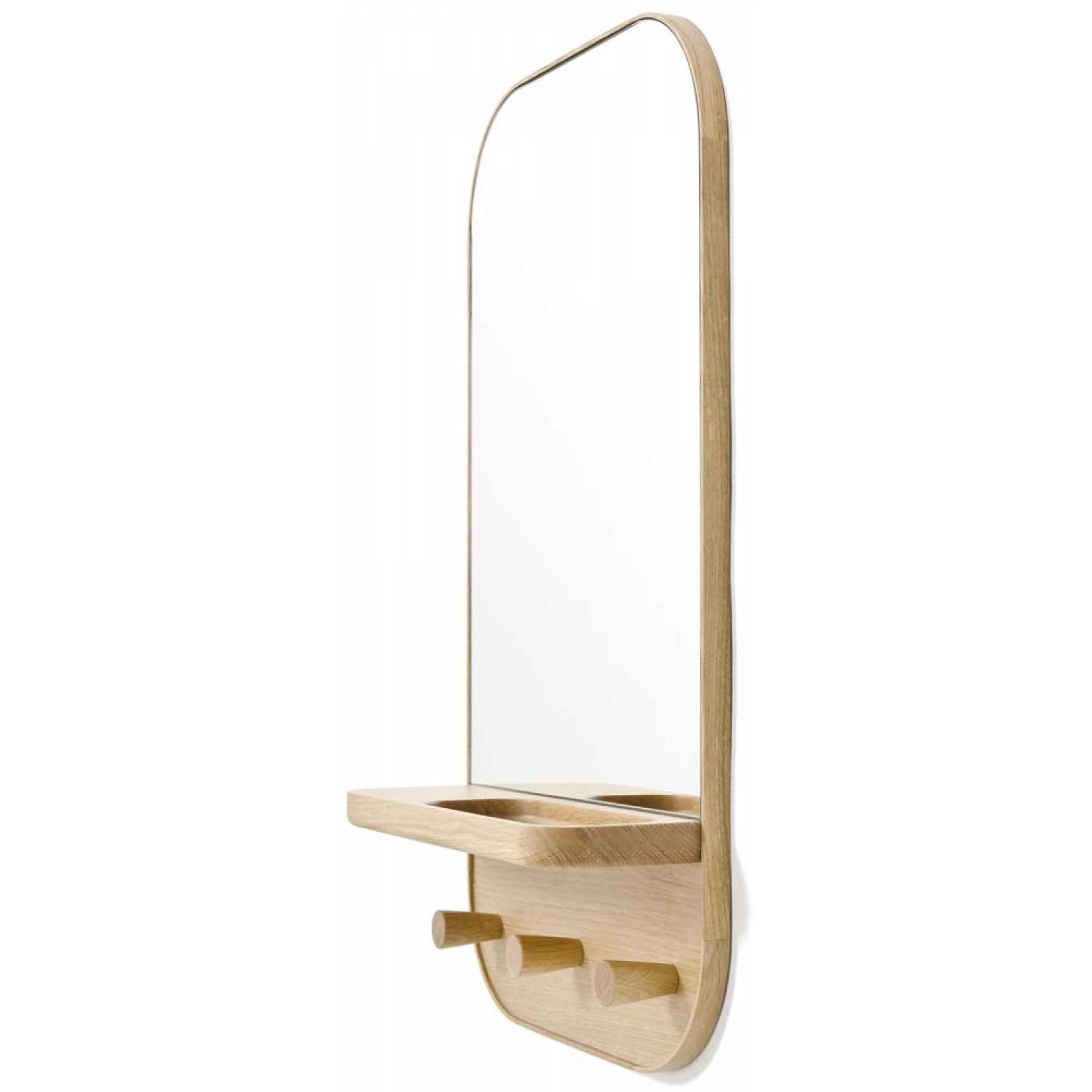 Wireworks Silent Butler Wall Mirror - Natural Oak Wood | Naken Interiors